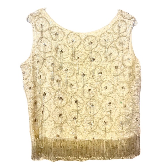 cant | Tops | Vintage Cream Embellished Tank Top | Poshmark